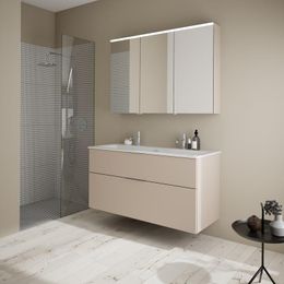 Burgbad Eqio Schrank mit Slim Keramik-Doppelwaschtisch, mit Spiegelschrank, SHCQ122LF6583C0001G0146,
