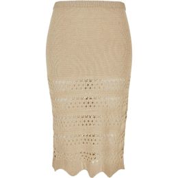 Sommerrock Urban Classics "Urban Classics Damen Ladies 3/4 Crochet Knit Skirt", Damen, Gr. 5XL, softseagrass, 100% Polyacryl, unifarben, slim fit, R&ouml;cke