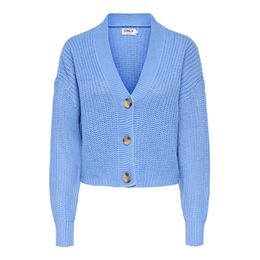 Only Damen Strickjacke "ONLCAROL NICE L/S CARDIGAN KNT NOOS"cornflower blau, Gr. XS, unifarben, Strick, Obermaterial: 100% Polyacryl, Strickjacken