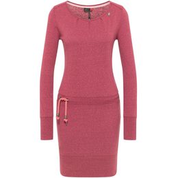 Jerseykleid Ragwear "ALEXA", Damen, Gr. M (38), N-Gr, rose 4041, Single Jersey, Obermaterial: 50% Polyester, 38% Baumwolle, 12% Viskose, kontrastfarbene Details, meliert, unifarben, figurbetont, Rundhals, Kleider Jerseykleid, mit Kordelzug und kontrastigen Zierperlen-Besatz