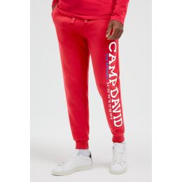 Sporthose CAMP DAVID, Herren, Gr. XXL, Normalgr&ouml;&szlig;en, classic rot, Material: 65% Baumwolle, 35% Polyester, bedruckt, relaxed fit lang, Hosen Sporthose, mit Elastikbund und Kordel