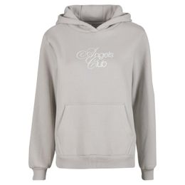 Kapuzenpullover MISS TEE "Miss Tee Angels Club Ladies Fluffy Hoody", Damen, Gr. L, lightasphalt, 70% Baumwolle, 30% Polyester, mehrfarbig, loose fit, ohne Ausschnitt, Pullover Kapuzenpullover