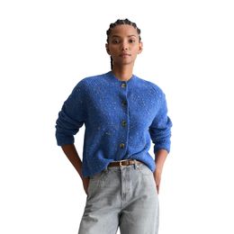 Marc O'Polo Cardigan MARC O'POLO DENIM "aus Schurwolle-Viskose-Mix", Damen, Gr. XL, pale cobalt, Obermaterial: 77% Schurwolle, 15% Polyamid, 8% Viskose, unifarben, relaxed fit, Rundhals, B&uuml;ndchen, Strickjacken