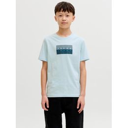 Jack & Jones T-Shirt JACK & JONES JUNIOR "JCOFUSION DOTS PRINT TEE SS CN JNR", Jungen, Gr. 164, omphalodes, Shirts T-Shirt
