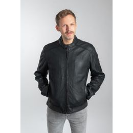 Lederjacke Mauritius "MMDeplu", Herren, Gr. L (50), schwarz anthrazit, Obermaterial: 100% Schafsleder. Futter: 100% Baumwolle. &Auml;rmelfutter: 100% Polyester, unifarben, regular fit h&uuml;ftbedeckend, Jacken, mit Bikerkragen