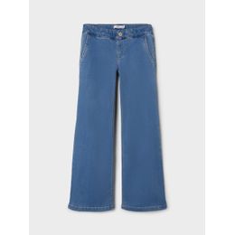 Weite Jeans name it "NKFSALLI WIDE JEANS 8293 -TO NOOS", M&auml;dchen, Gr. 152, N-Gr, blau (light blau denim), Denim/Jeans, Obermaterial: 57% Lyocell, 31% Polyester, 10% Viskose, 2% Elasthan, unifarben, weit, Jeans