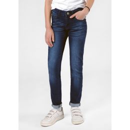 Regular-fit-Jeans STACCATO "LISA", M&auml;dchen, Gr. 164, Normalgr&ouml;&szlig;en, blau (dunkelblau), Oberstoff: 70% Baumwolle, 28% Polyester, 2% Elasthan., Basic, skinny fit, Jeans, Regular Fit
