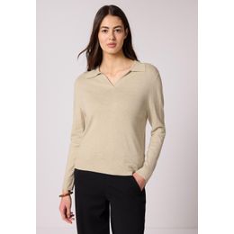 Strickpullover Street One, Damen, Gr. 36, cotton beige meliert, Stoff, 78% Viskose, 22% Polyamid, unifarben, normal normal, V-Ausschnitt, Rippb&uuml;ndchen, Pullover Strickpullover, Feinstrick