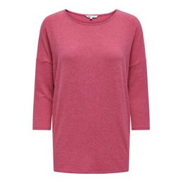 3/4-Arm-Shirt Only "ONLGLAMOUR 3/4 TOP JRS NOOS", Damen, Gr. XS, cerise detail:melange, Single Jersey, Obermaterial: 65% Polyester, 30% Viskose, 5% Elasthan, meliert, figurumspielend normal, Rundhals, Shirts 3/4-Arm-Shirt, Materialmix, loose fit