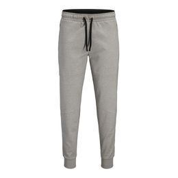 Jack & Jones Sweathose JACK & JONES "JPSTGORDON BASE SWEAT PANTS SN", Herren, Gr. L, N-Gr, light grau melange, Hosen Sweathose, mit Kordelzug