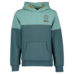 Kapuzensweatshirt Blue Seven, Jungen, Gr. 152 (158), bottle, Sweatware, Obermaterial: 80% Baumwolle, 20% Polyester, bedruckt, regular fit h&uuml;ftbedeckend, Rippb&uuml;ndchen, Sweatshirts, mit dekorativem Kordeldetail und mit K&auml;ngurutasche