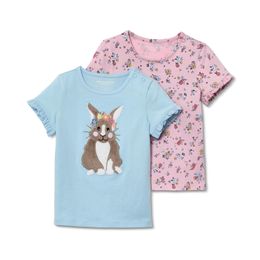 Tchibo - 2 Kinder-T-Shirts mit Applikation - M&auml;dchen - Gr. 86/92 - hellblau