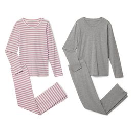 Tchibo - 2 Kinder-Pyjamas - M&auml;dchen - Gr. 170/176 - wei&szlig;/gestreift