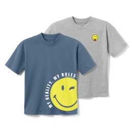 Tchibo - 2 Kinder-T-Shirts &raquo;Smiley&laquo; - Kinder - Gr. 122/128 - blau
