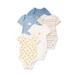 Tchibo - 5 Baby-Bodys mit Mitwachsfunktion - Newborn - Gr. 50/56 - blau/print