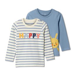 Tchibo - 2 Kinder-Langarmshirts mit Applikation - Kinder - Gr. 122/128 - blau/print