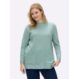 sheego Gro&szlig;e Gr&ouml;&szlig;en Longpullover mit Stehkragen, kalkmint, Gr&ouml;&szlig;e 56 - Damen
