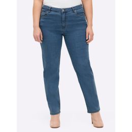 sheego Gro&szlig;e Gr&ouml;&szlig;en 5-Pocket-Jeans mit bestickten Ges&auml;&szlig;taschen, blue-bleached, Gr&ouml;&szlig;e 255 - Damen