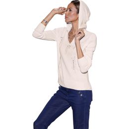 CR&Eacute;ATION L Damen Kapuzenpullover mit Ketten-Deko ecru Gr&ouml;&szlig;e 40