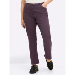sheego Gro&szlig;e Gr&ouml;&szlig;en 5-Pocket-Jeans mit Stickerei-Motiv, aubergine, Gr&ouml;&szlig;e 44 - Damen