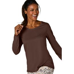 w&auml;schepur w&auml;schepur Damen Schlafanzug-Shirt, Braun, Gr. 40/42, Pyjamas, Material: Baumwolle