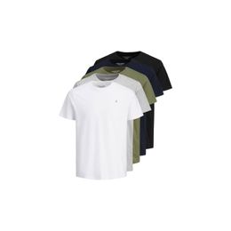 Jack & Jones T-Shirt JACK & JONES "T-Shirt JORJXJ 5er Pack", Damen, Gr. S, bunt (wei&szlig;, grau, gr&uuml;n, blau, schwarz), Obermaterial: 100% Baumwolle CO., Shirts T-Shirt