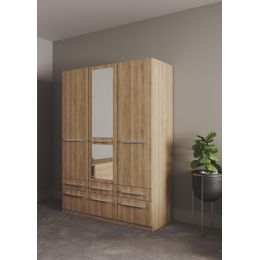 Kleiderschrank Priess "Schrank Garderobe W&auml;scheschrank Barcelona in 5 Breiten", braun (eichefarben artisan), B:140cm H:193cm T:54cm, Holzwerkstoff, Schr&auml;nke, Kleiderschrank, viel Stauraum, ger&auml;umige Schubk&auml;sten, mit Spiegel, MADE IN GERMANY