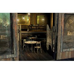 Fototapete papermoon "SALOON-WILD WEST NOSTALGIE RETRO VINTAGE BAR COWBOY XXL", bunt, B:4m L:2,6m, Vlies, Tapeten, Fototapete