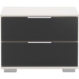Nachtkommode wimex "Easy", wei&szlig; (wei&szlig;, grauglas), B:52cm H:40cm T:38cm, Sideboards, Nachtkommode