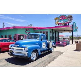 Fototapete papermoon "VINTAGE DINER-OLDTIMER ROUTE 66 AMERIKA RESTAURANT XXL", bunt, B:2m L:1,49m, Vlies, Tapeten, Fototapete