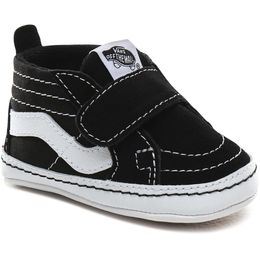 Lauflernschuh Vans "SK8-Hi Crib", M&auml;dchen, Gr. 19, schwarz-wei&szlig; (schwarz, wei&szlig;), Leder, Textil, unifarben mit Farbeinsatz, Schuhe Lauflernschuh, mit Klettverschluss f&uuml;r Babys