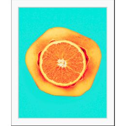 Bild queence "Levin", orange (farbe rahmen: schwarz, farbe bild(er): orange), B:30cm H:40cm, Acrylglas, Holz, Papier, Bilder, Bild, HD Premium Poster-Druck inkl. Holzrahmen