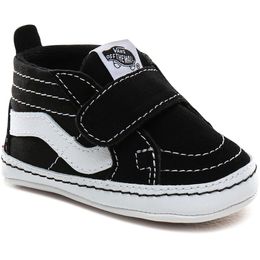 Lauflernschuh Vans "SK8-Hi Crib", M&auml;dchen, Gr. 17, schwarz-wei&szlig; (schwarz, wei&szlig;), Leder, Textil, unifarben mit Farbeinsatz, Schuhe Lauflernschuh, mit Klettverschluss f&uuml;r Babys