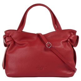 Henkeltasche Samantha Look, Damen, Gr. B/H/T: 33cm x 23cm x 12cm onesize, rot, Leder, leicht gl&auml;nzend, unifarben, Taschen Henkeltasche, echt Leder, Made in Italy