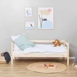 Einzelbett Hoppekids "ECO Comfort Kinderbett, Kiefer Massivholz, Jugendbett inkl. Rollrost", beige (natur), B:76cm H:65cm L:166cm, Kiefer massiv, Betten, Einzelbett, 70x160 cm, wahlweise in verschieden Farben/ Matratze/ Absturzsicherung