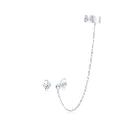 Paar Ohrstecker Elli "Ohrringe Earcuff Stecker Rund 925 Silber, mit Kristallen von Swarovski" Gr. 8, silber, Ohrringe, Damen, Silber 925 (Sterlingsilber), Paar Ohrstecker