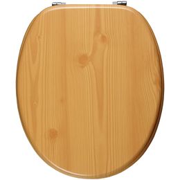 WC-Sitz ADOB, beige (kieferfarben), B:37,5cm L:44,5cm, WC-Sitze, WC-Sitz, &auml;u&szlig;erst stabil, Messing verchromte Scharniere