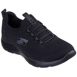 Slip-On Sneaker Skechers "SUMMITS", Damen, Gr. 40, schwarz (schwarz, uni), Textil, unifarben, Schuhe Slip-On Sneaker, Freizeitschuh, Halbschuh, Slipper mit flexibler Traktionslaufsohle, Topseller