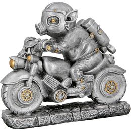 Tierfigur CASABLANCA BY GILDE "Skulptur Steampunk Motor-Pig", silber (silberfarben), B:23cm H:21cm T:7cm, Kunstharz, Dekofiguren, Tierfigur