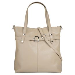 Shopper CLUTY, Damen, Gr. B/H/T: 30cm x 31cm x 11cm onesize, beige, Leder, leicht gl&auml;nzend, unifarben, Taschen Shopper, echt Leder, Made in Italy