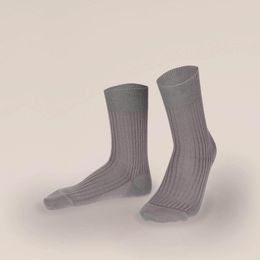 Socken Kunert "Socke Festive Rib", Herren, Gr. 45-46, grau (grau 1570), Obermaterial: 100% Baumwolle CO., Socken Socken