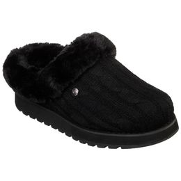 Pantoffel Skechers "KEEPSAKES - ICE ANGEL", Damen, Gr. 39, schwarz, Textil, Schuhe Pantoffel, Hausschuh in Strick-Optik