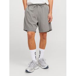 Jack & Jones Trainingsshorts JACK & JONES "JCOCNZ SHORTS NOOS", Herren, Gr. S, N-Gr, gray flannel, Web, Obermaterial: 92% Polyester, 8% Elasthan, unifarben, relaxed fit knielang, Hosen Trainingsshorts