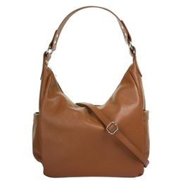 Shopper Samantha Look, Damen, Gr. B/H/T: 35cm x 25cm x 10cm onesize, braun (cognac), Leder, unifarben, Taschen Shopper, echt Leder, Made in Italy