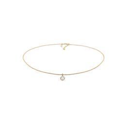 Choker Elli Premium "Halskette Choker mit Glas Kristalle Wei&szlig; 925 Sterling Silber" Gr. 36, gold, Halsketten, Damen, mit Steinen, Silber 925 (Sterlingsilber), Choker