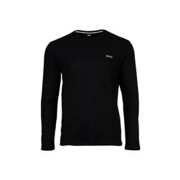 Longsleeve BOSS "Longsleeve Waffle Longsleeve 1er Pack", Herren, Gr. S, schwarz, Obermaterial: 60% Baumwolle CO. 40% Polyester PES., Shirts Longsleeve