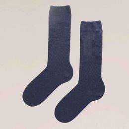 Socken Kunert "Socke Business Graphic", Damen, Gr. 39-42, blau (night, blau 1546), Obermaterial: 40% Polyamid PA. 27% Wolle WO. 27% Viskose CV. 5% Kaschmir WS. 1% Elasthan EL., Socken Socken
