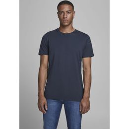 Jack & Jones Rundhalsshirt JACK & JONES "JJEORGANIC BASIC TEE SS O-NECK NOOS", Herren, Gr. M, blau (navy), Single Jersey, Obermaterial: 100% Baumwolle, unifarben, schmal normal, Rundhals, gerader Abschluss, Shirts Rundhalsshirt