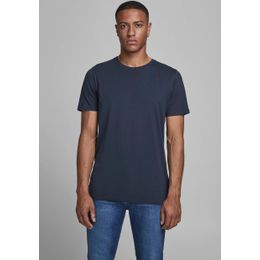 Jack & Jones Rundhalsshirt JACK & JONES "JJEORGANIC BASIC TEE SS O-NECK NOOS", Herren, Gr. XS, blau (navy), Single Jersey, Obermaterial: 100% Baumwolle, unifarben, schmal normal, Rundhals, gerader Abschluss, Shirts Rundhalsshirt