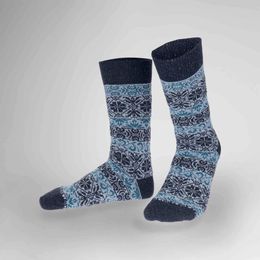 Socken Hudson "Socke Noble Nordic", Herren, Gr. 43-46, blau (marine 0337), Obermaterial: 39% Polyamid PA. 25% Wolle WO. 24% Viskose CV. 11% Seide silk. 1% Elasthan EL., Socken Socken